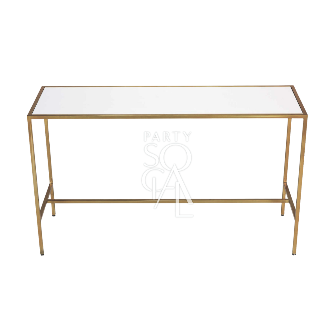 HIGH GLASS RECTANGULAR TABLE W/ GOLD BASE – Party Social